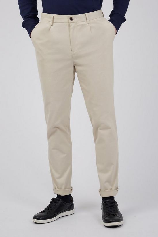 Trousers Slim Fit Pleat Front Chinos Hammond And Co